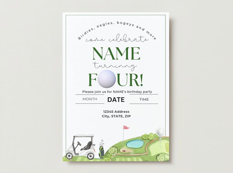 Birthday Invitation Template- Golf Theme - Etsy