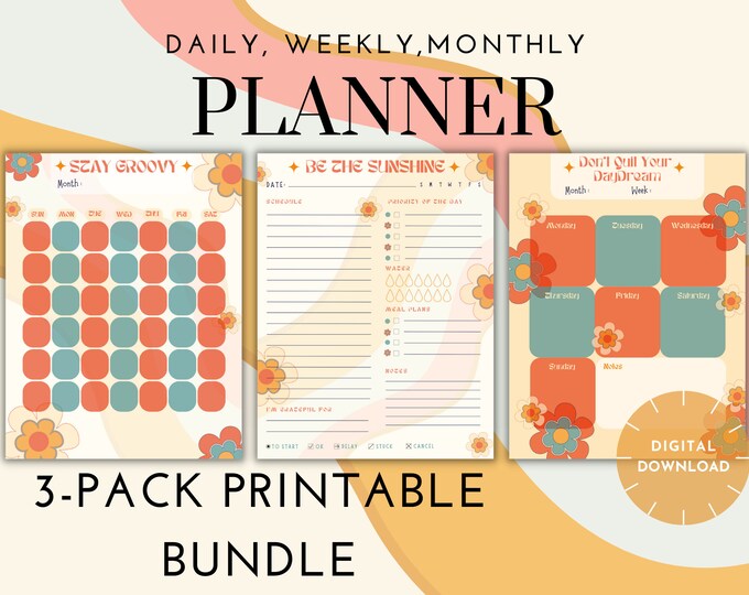 Groovy 70's Digital Download | Printable Planner Bundle | Digital ...