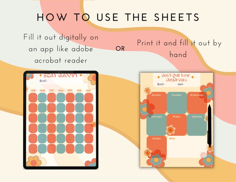 Groovy 70's Digital Download | Printable Planner Bundle | Digital ...