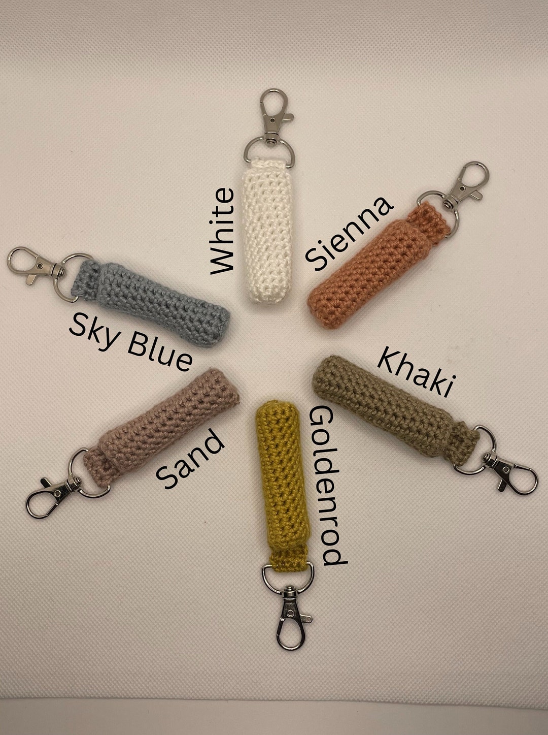 Handmade Crochet Lip Balm Holder, Lip Balm Keychain, Sustainable Bamboo ...