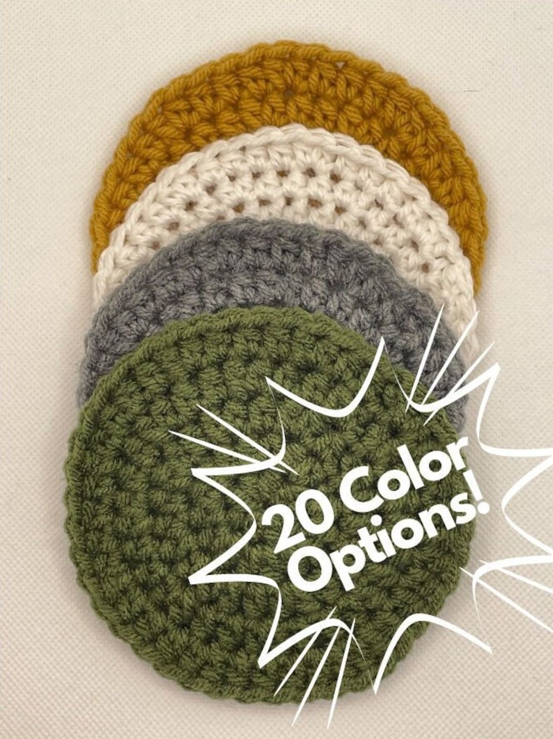 Handmade Crochet Coasters, Set of 4, 20 Color Options - Etsy