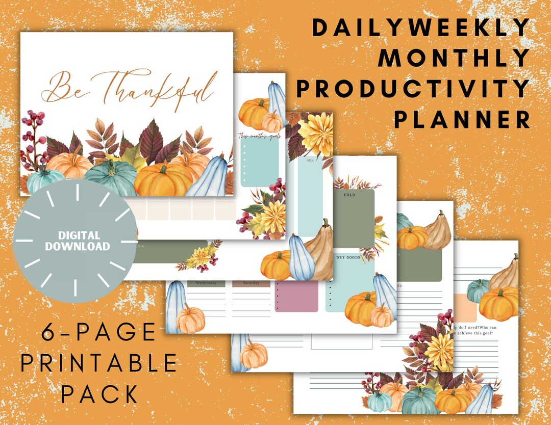Thankful Digital Download | Printable Planner Bundle |goal Setting ...