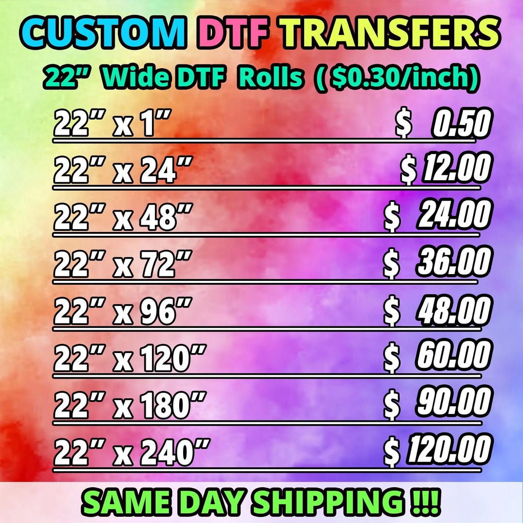 Easy Custom Full Color DTF Transfer Sheets Heat Press Ready Transfers ...
