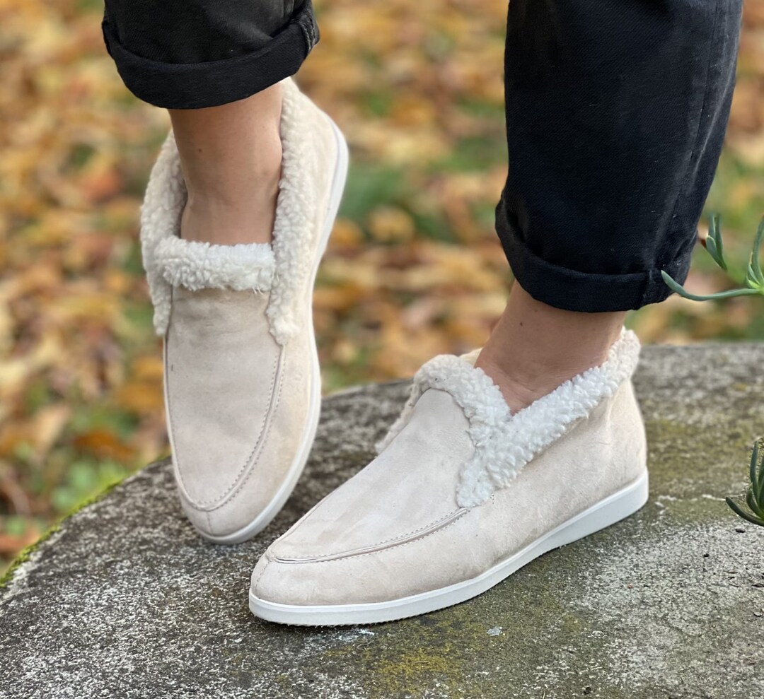 Clara Beige Women's Loafers Real Leather Loafers Made - Etsy