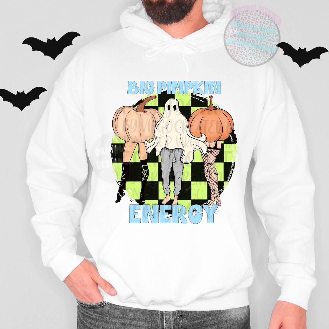 Big Pimpkin Energy Png, Retro Man Halloween Ghost Png, Ghost Pumpkin ...