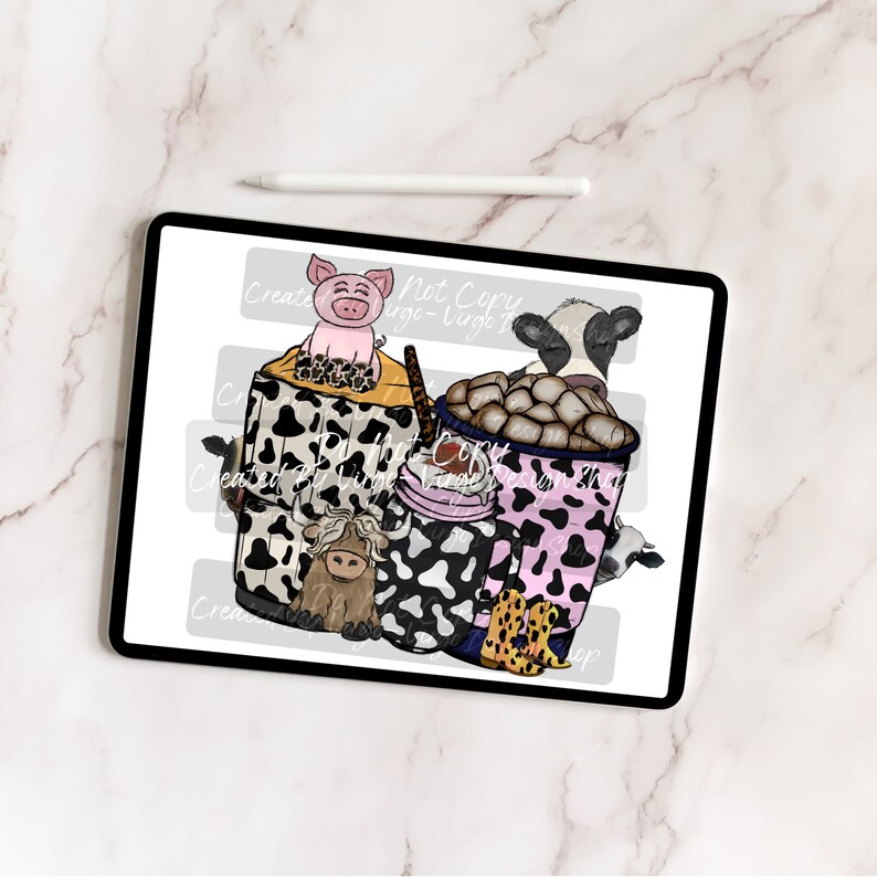 Cow Print Coffee Png, Farm Animals Coffee Png, Cow Gift for Cow Lovers ...