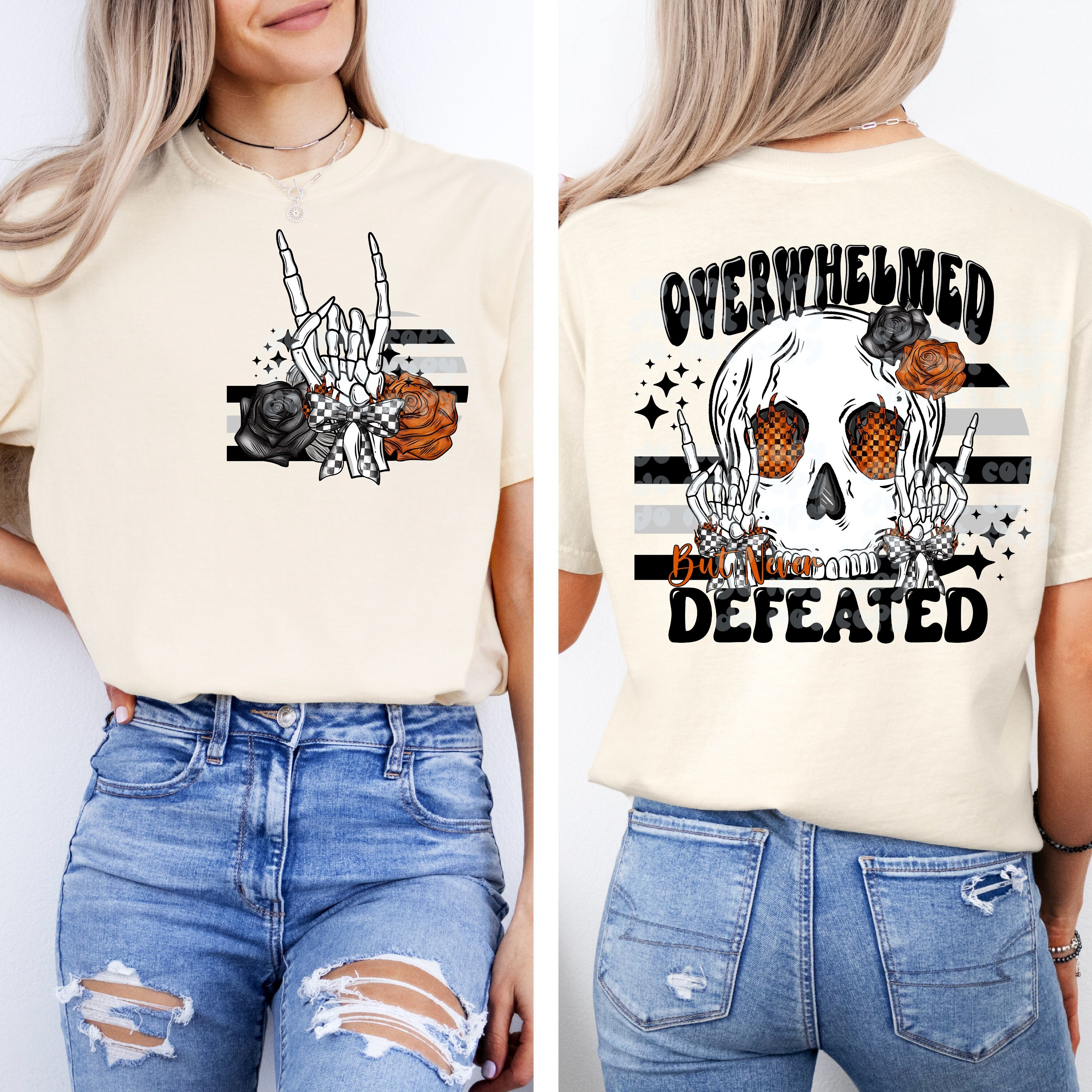 Overwhelmed but Never Defeated Png, Retro Floral Skeleton Png ...