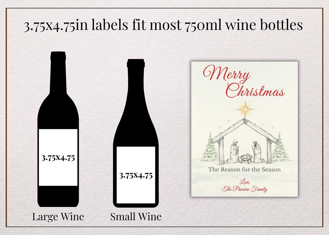 Custom Nativity Scene Wine Bottle Label, Christmas Hostess Gift ...