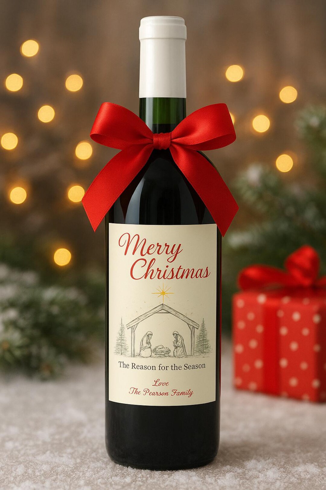 Custom Nativity Scene Wine Bottle Label, Christmas Hostess Gift ...