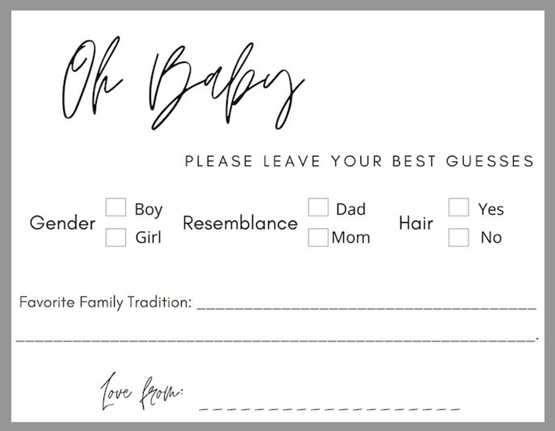 Gender Reveal Game - Baby Shower Game- Guess the Gender- Guess Who ...