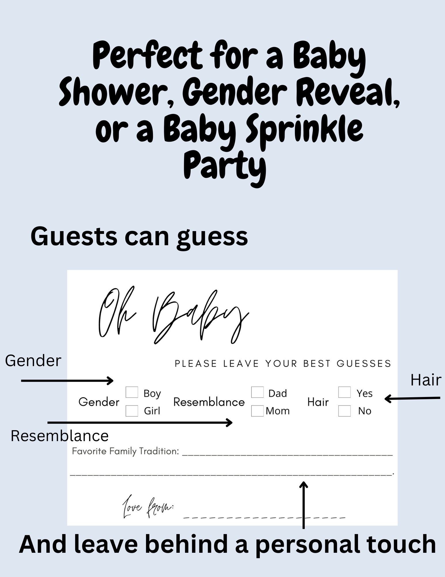 Gender Reveal Game - Baby Shower Game- Guess the Gender- Guess Who ...