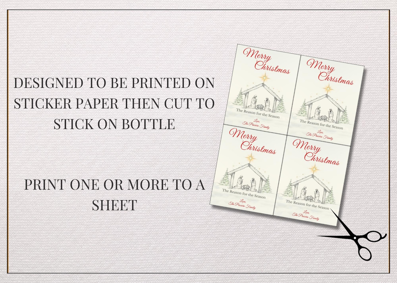 Custom Nativity Scene Wine Bottle Label, Christmas Hostess Gift ...