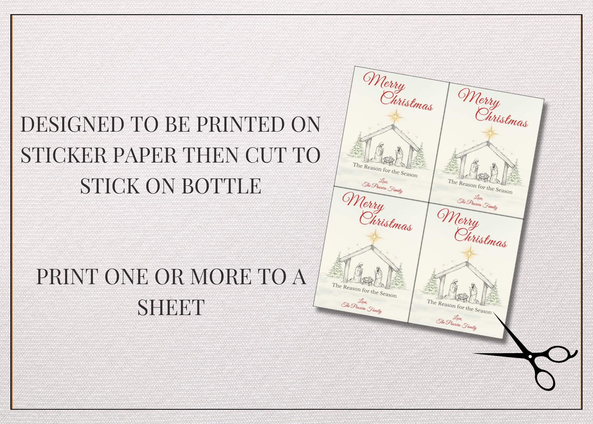 Custom Nativity Scene Wine Bottle Label, Christmas Hostess Gift ...
