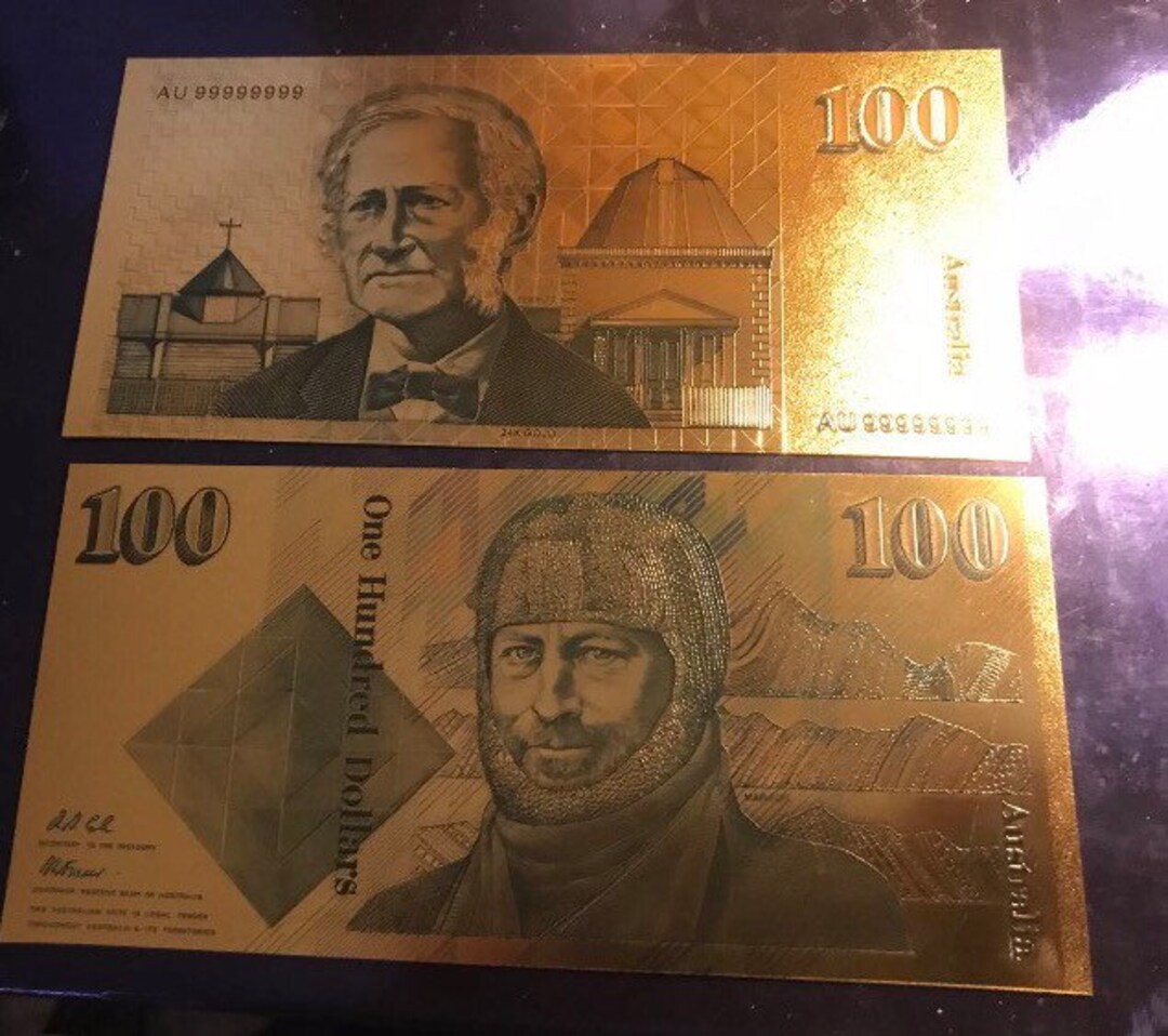 100 Dollar Australian Replica Note Non Currency Gold Foil - Etsy