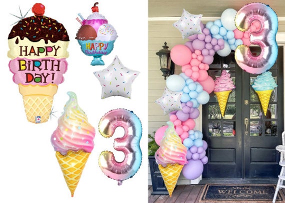 Ice Cream Party Balloons Confetti Big Number Balloons Ice - Etsy