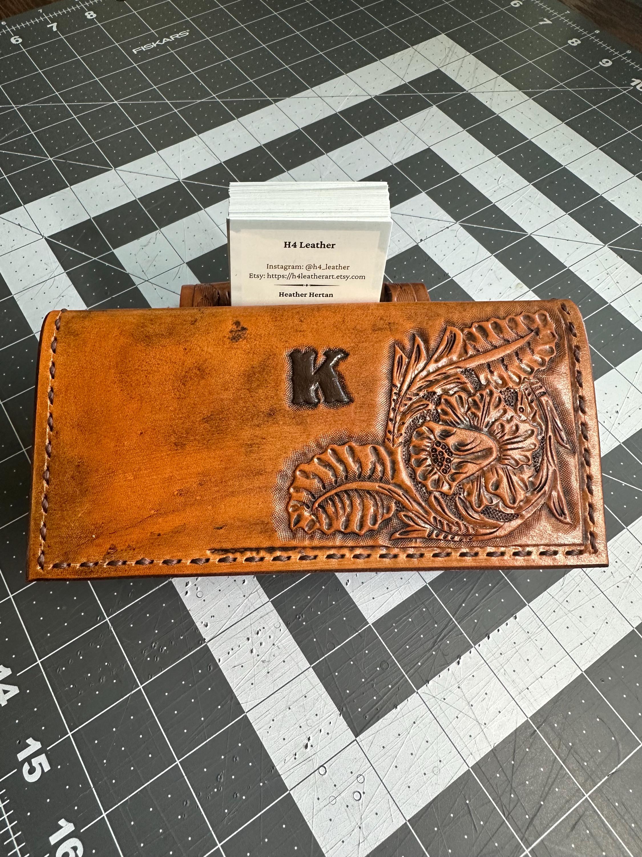 Handmade, Tooled Leather Checkbook Cover or Billfold. - Etsy