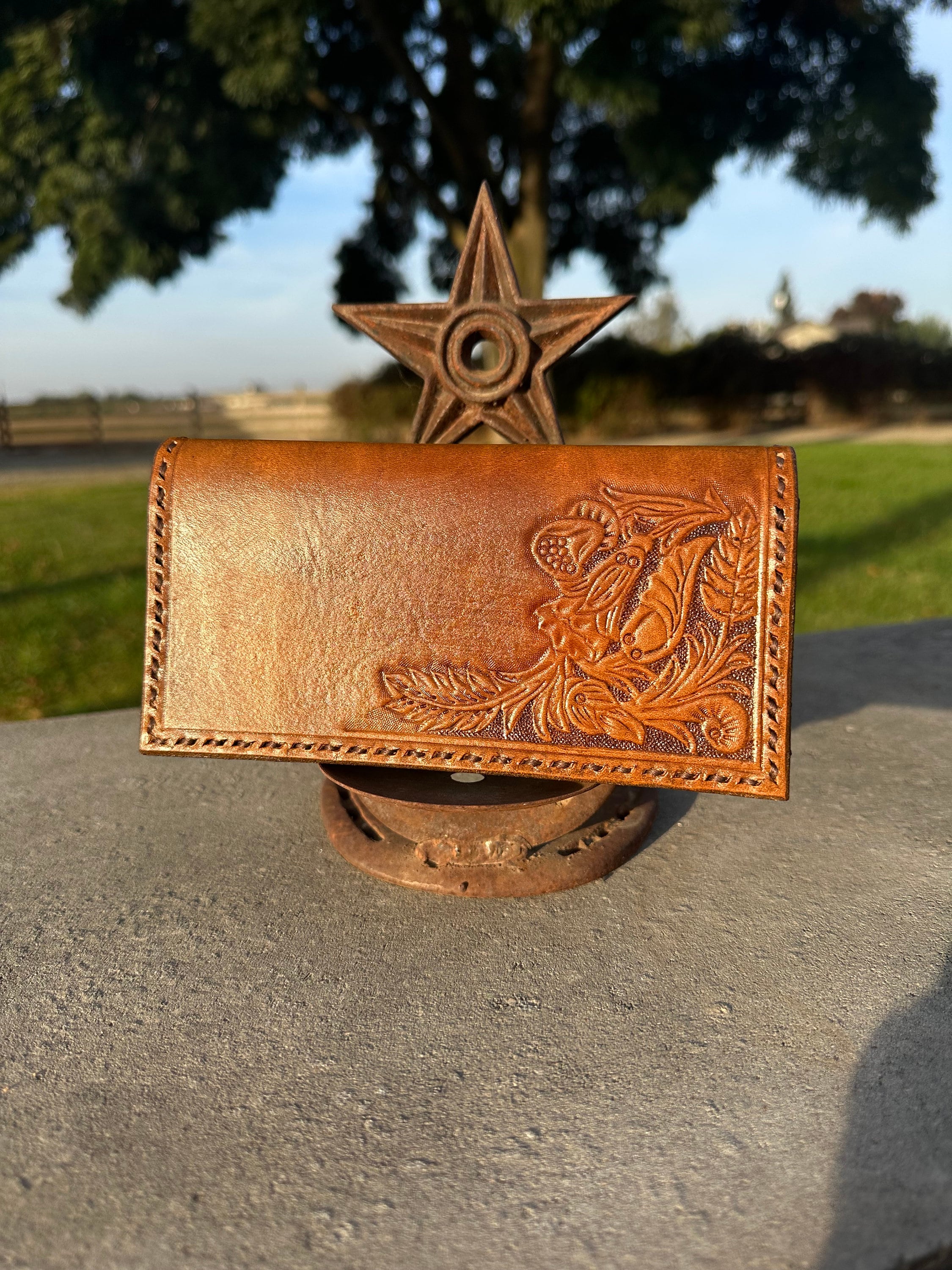 Handmade, Tooled Leather Checkbook Cover or Billfold. - Etsy