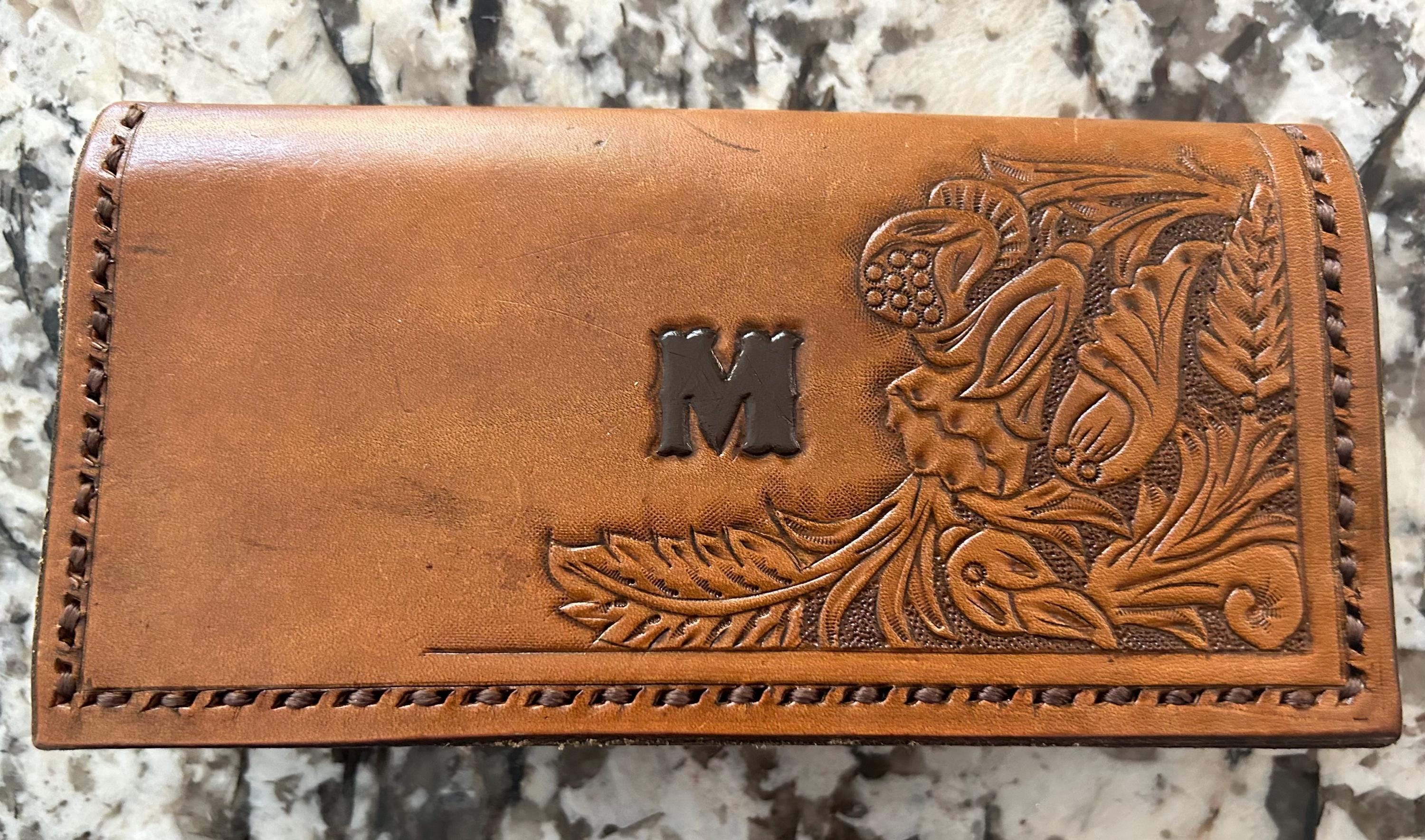 Handmade, Tooled Leather Checkbook Cover or Billfold. - Etsy