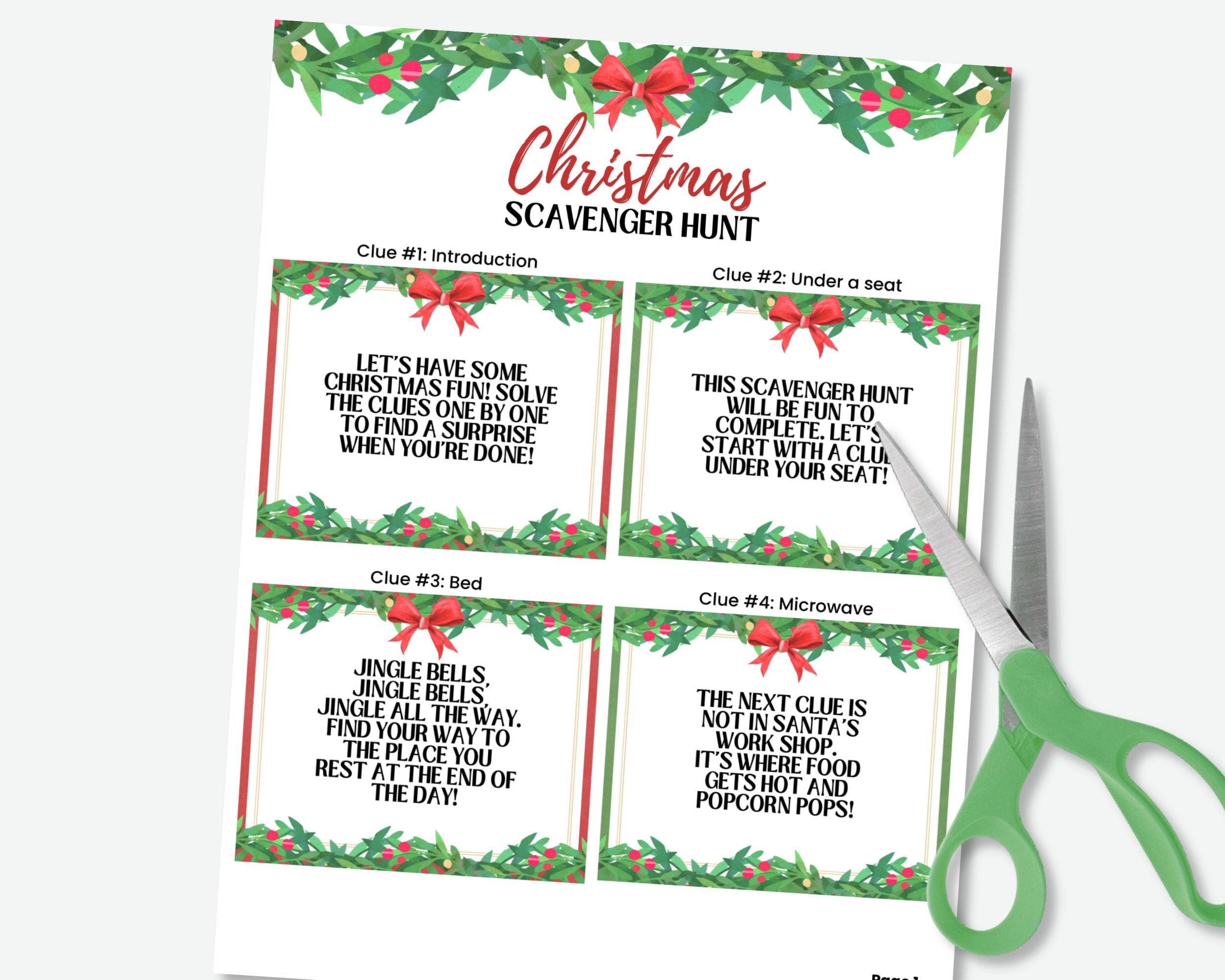 Printable Christmas Scavenger Hunt for Kids, Christmas Treasure Hunt ...