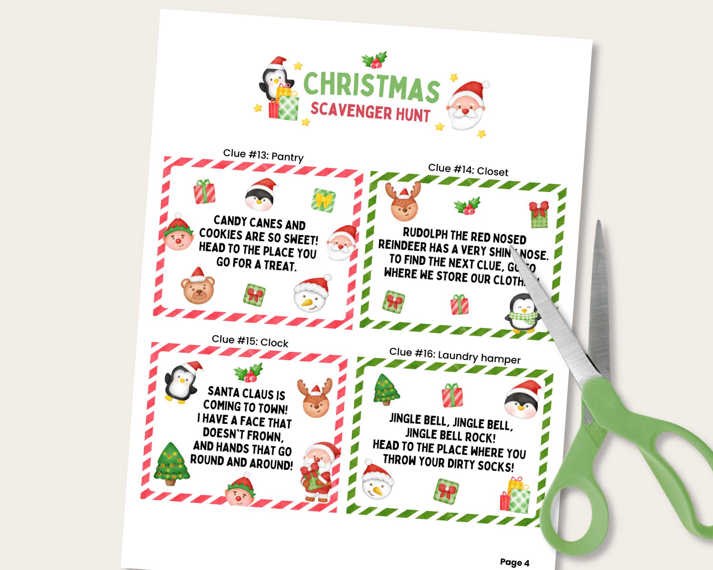 Christmas Scavenger Hunt Christmas Treasure Hunt Cards Xmas - Etsy