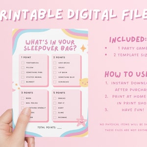 Whats in Your Sleepover Bag Slumber Party Games, Teen/preteen Sleepover ...