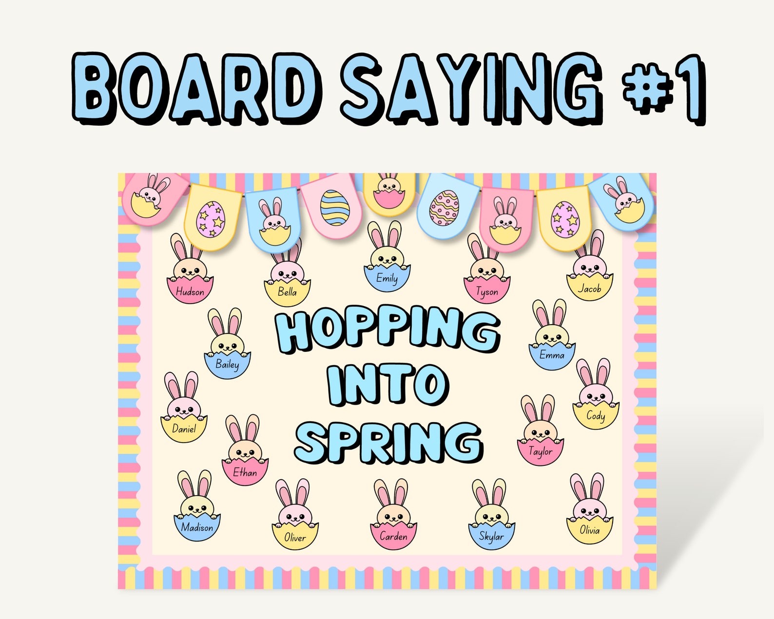 Easter Bulletin Board Kit, Spring Bulletin Board Kit, Easter Bunny ...