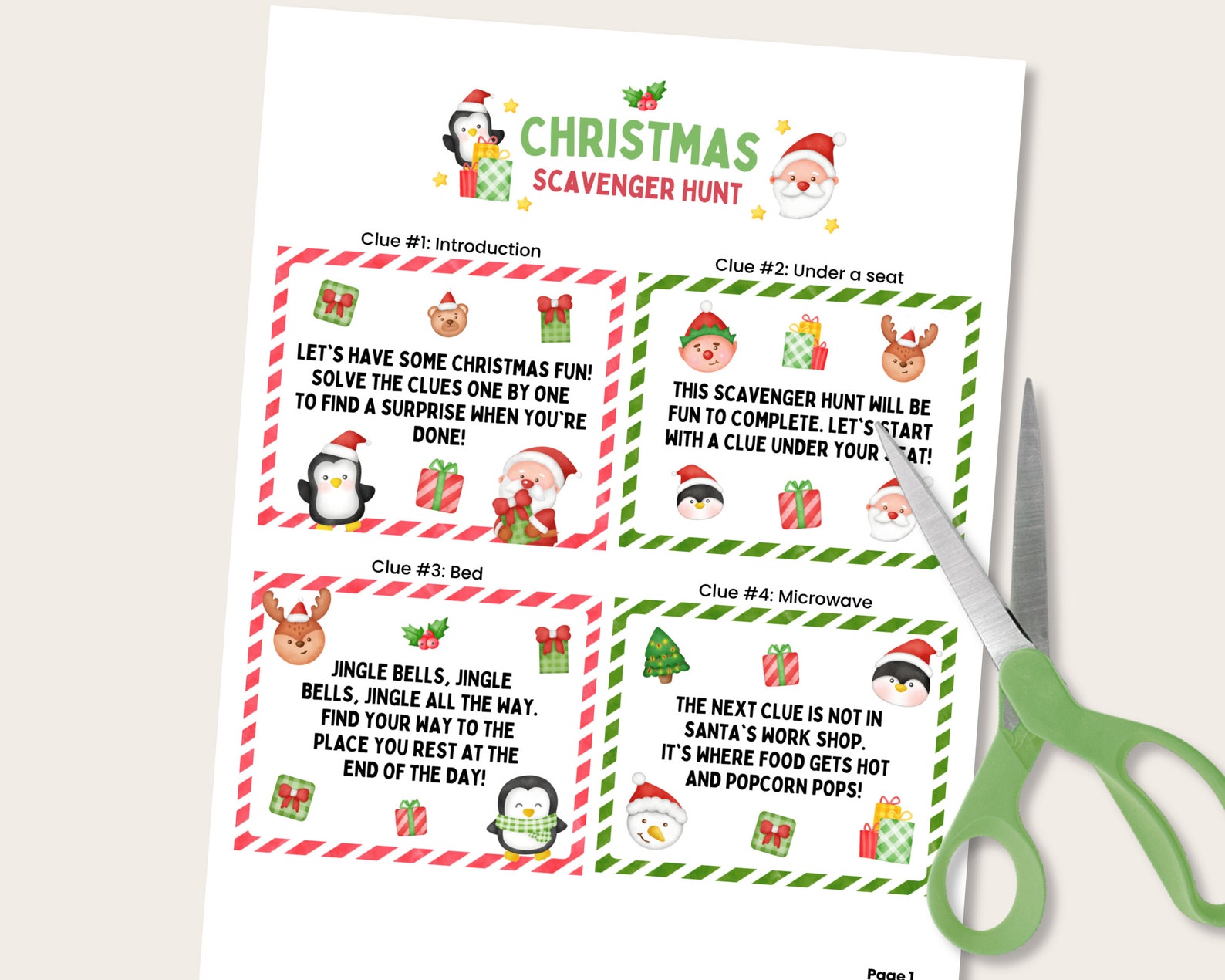 Christmas Scavenger Hunt Christmas Treasure Hunt Cards Xmas - Etsy