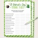 St Patrick's Day Think Fast Game, Printable St Patricks Day Party Game ...