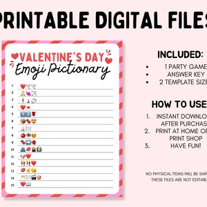 Valentines Day Emoji Pictionary, Valentines Day Party Game, Valentines ...