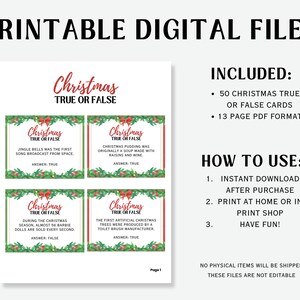 Christmas True or False Trivia Game, Printable Christmas Trivia Quiz ...