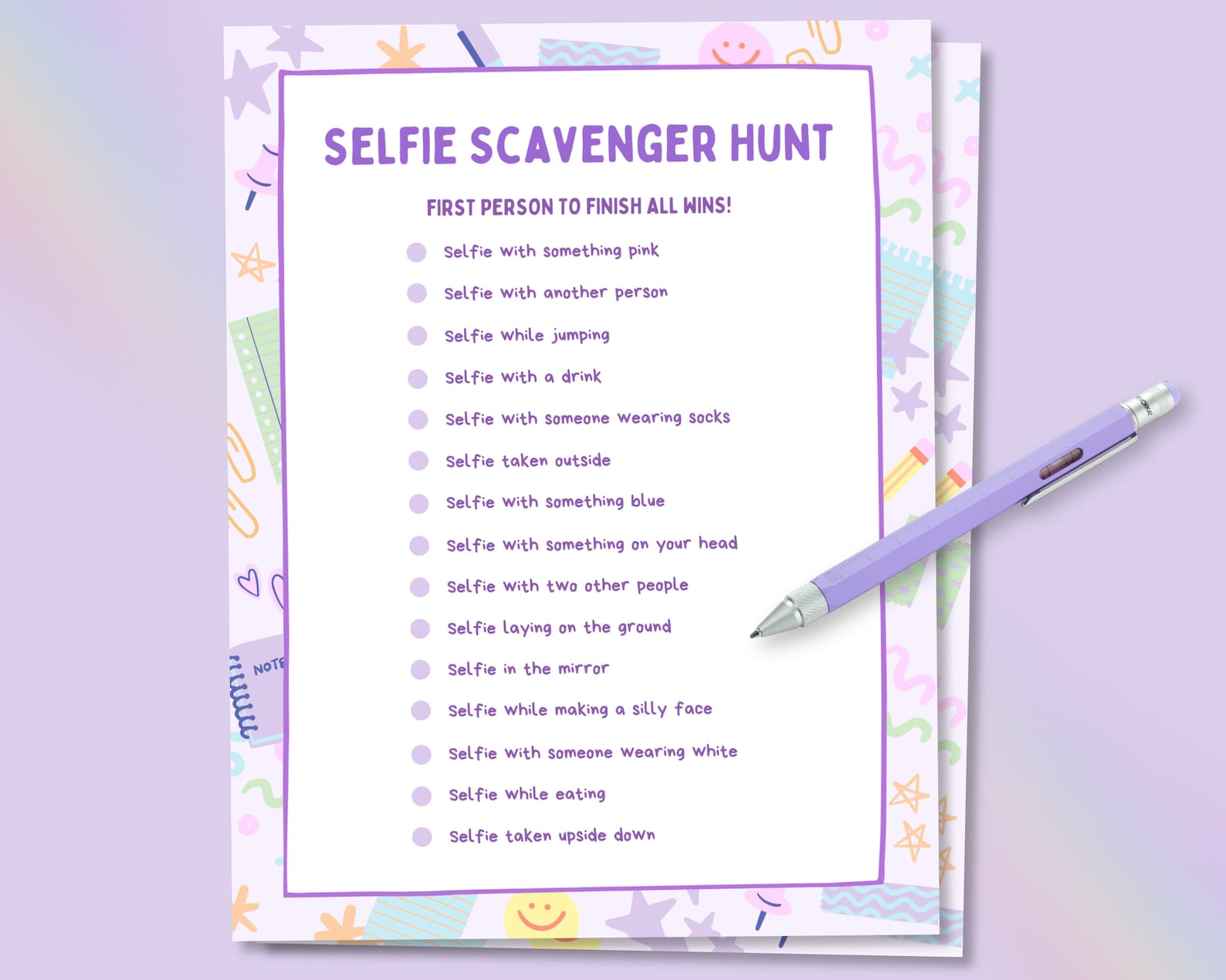 Selfie Scavenger Hunt Girls Birthday Party Games Slumber - Etsy