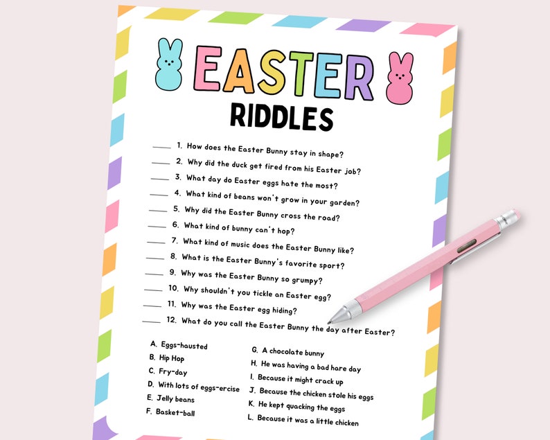 Easter Riddles for Kids Kids Easter Game Easter Classroom - Etsy