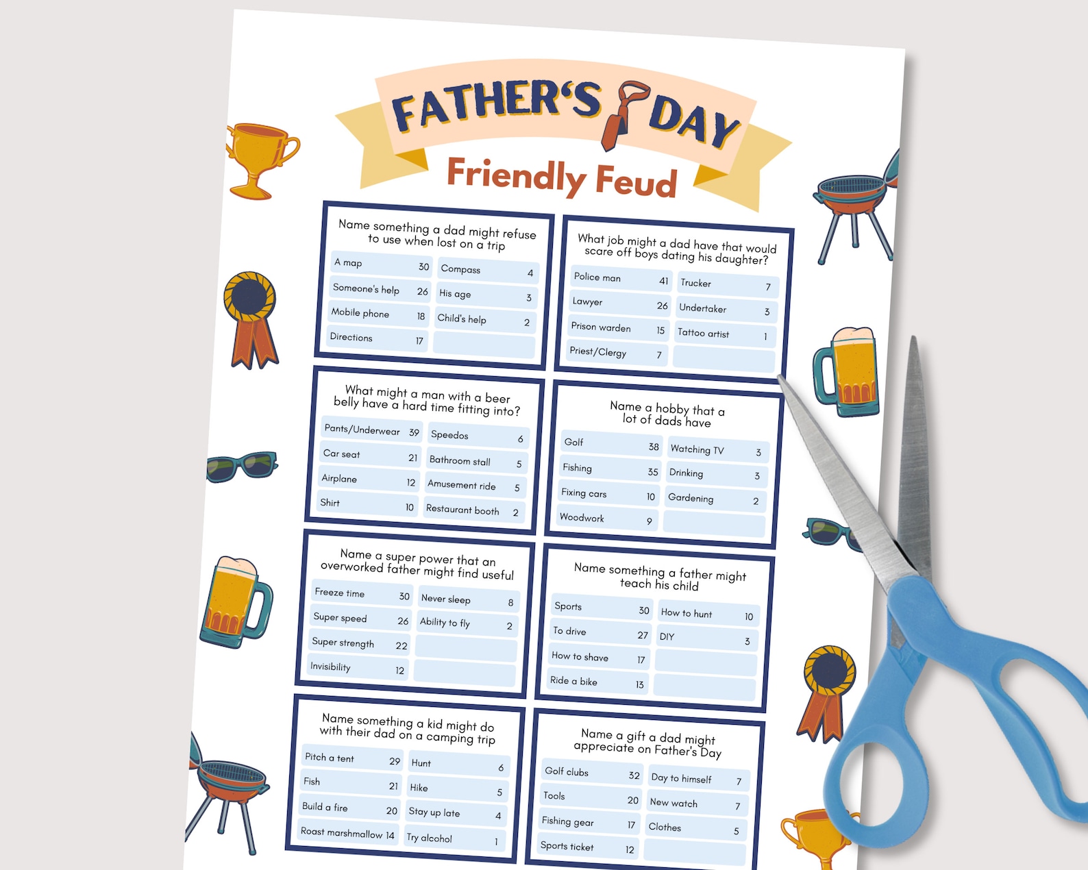 Fathers Day Party Games Bundle, Printable Fathers Day Games, Fathers ...