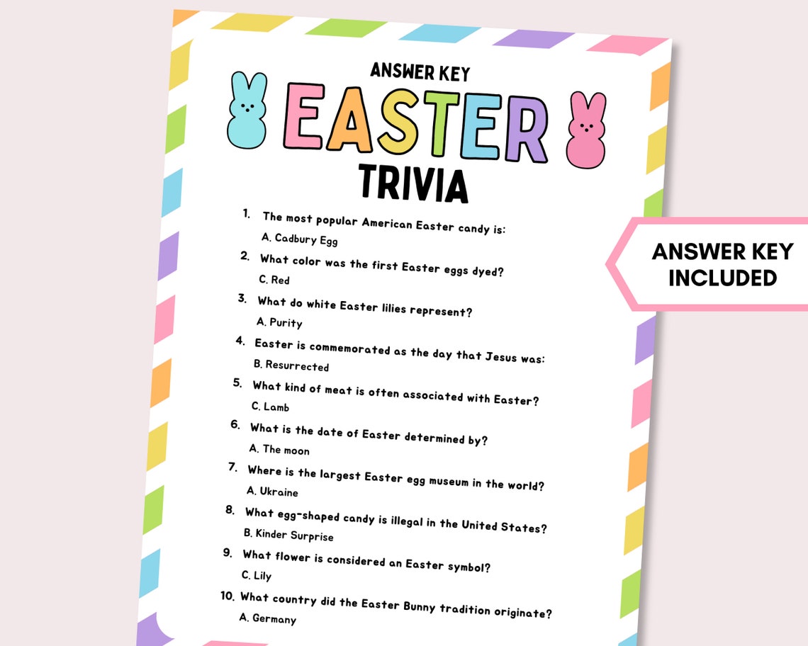 Easter Trivia Game, Easter Trivia Quiz, Printable Easter Party Game ...