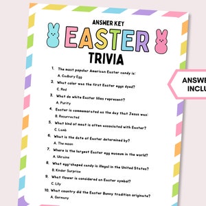 Easter Trivia Game, Easter Trivia Quiz, Printable Easter Party Game ...