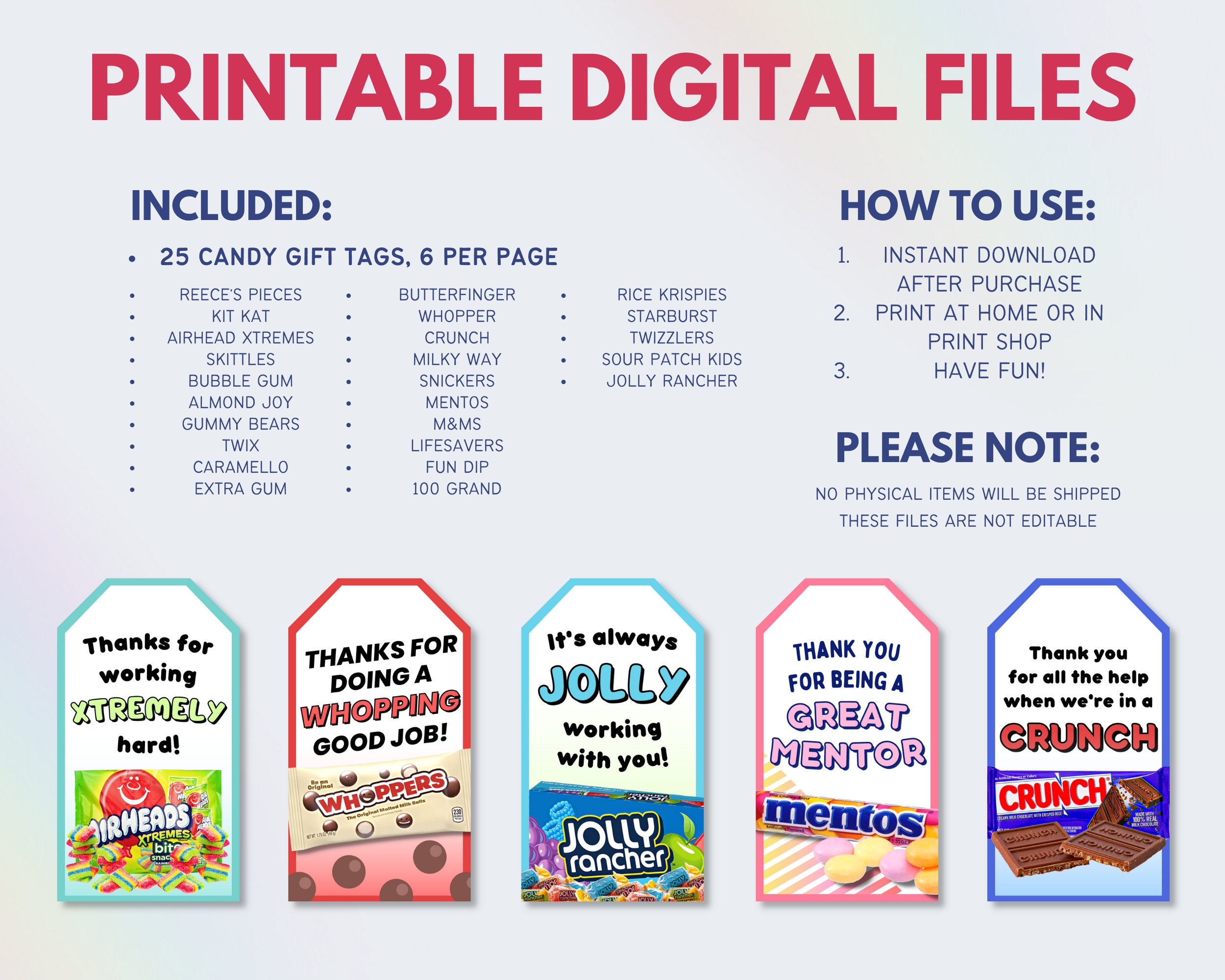 25 Employee Candy Bar Gift Tags Employee Appreciation Tag - Etsy Australia