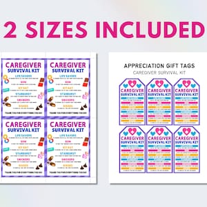 Caregiver Appreciation Gift Tag, Caregiver Survival Kit Tag, Thank You ...