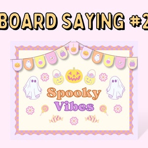 Retro Halloween Bulletin Board Kit, Cute Retro Boho Halloween Classroom ...