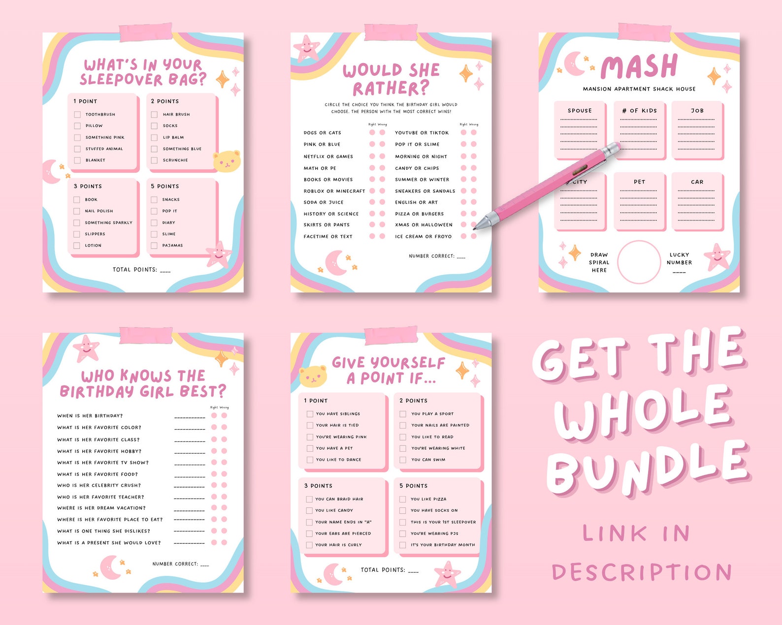 Whats in Your Sleepover Bag Slumber Party Games Teen/preteen - Etsy