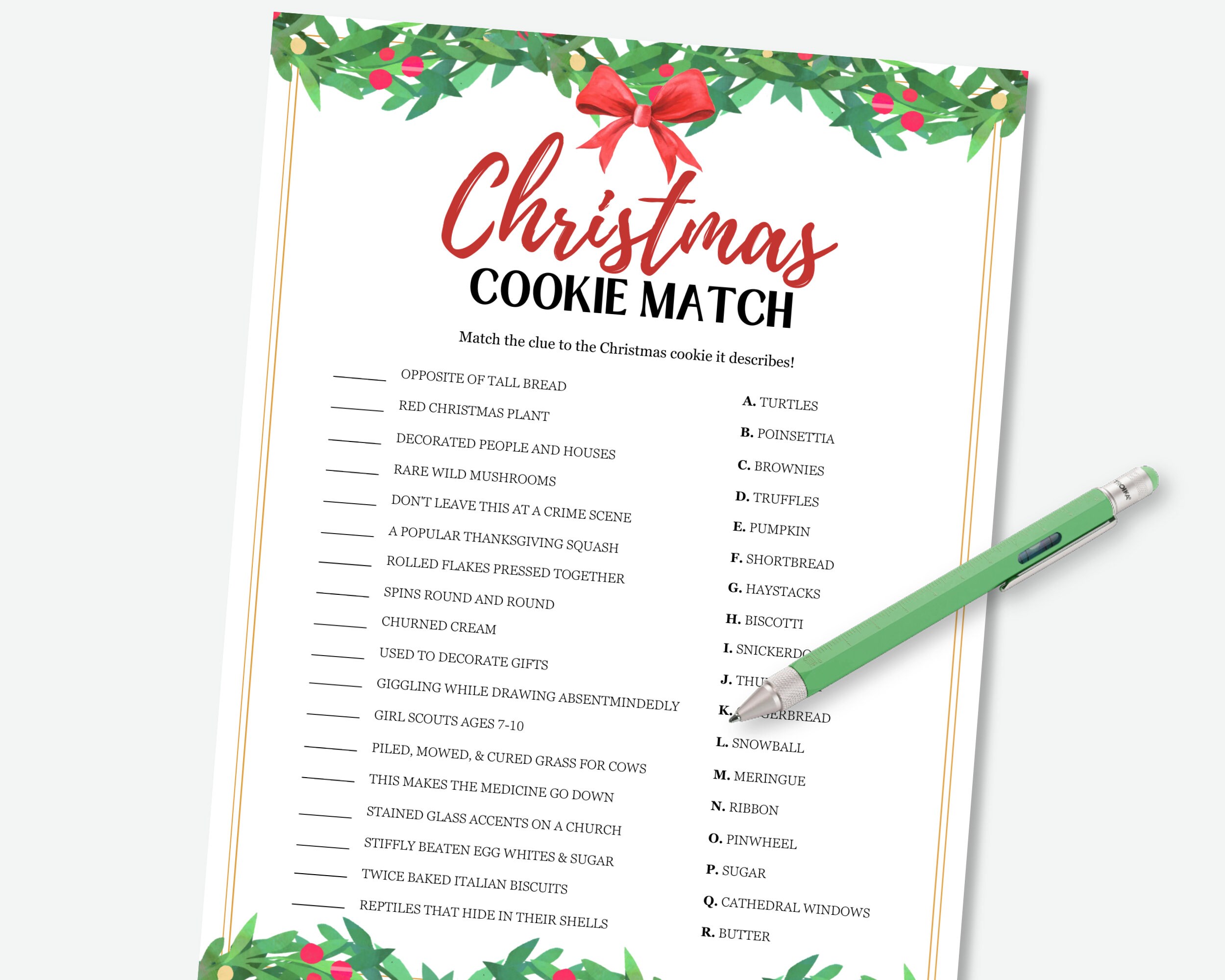 Christmas Cookie Game, Printable Christmas Party Game, Christmas Cookie ...