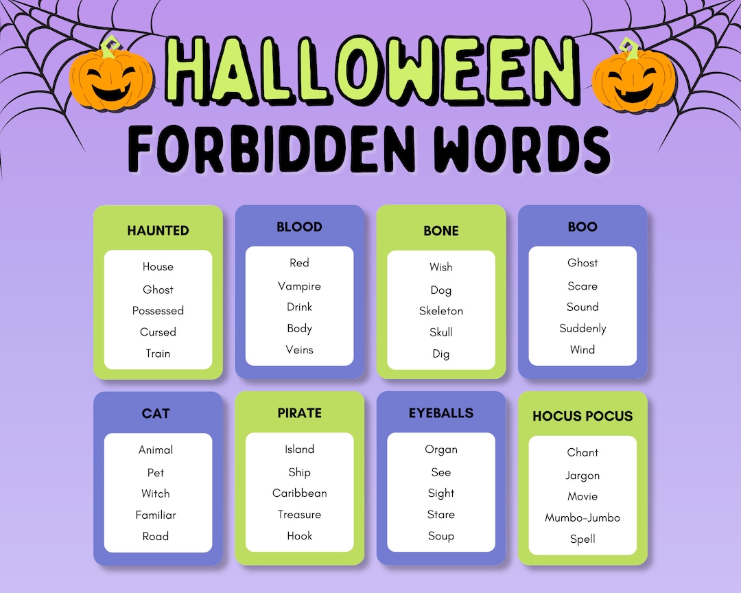Halloween Forbidden Words, Halloween Party Game, Halloween Game for ...