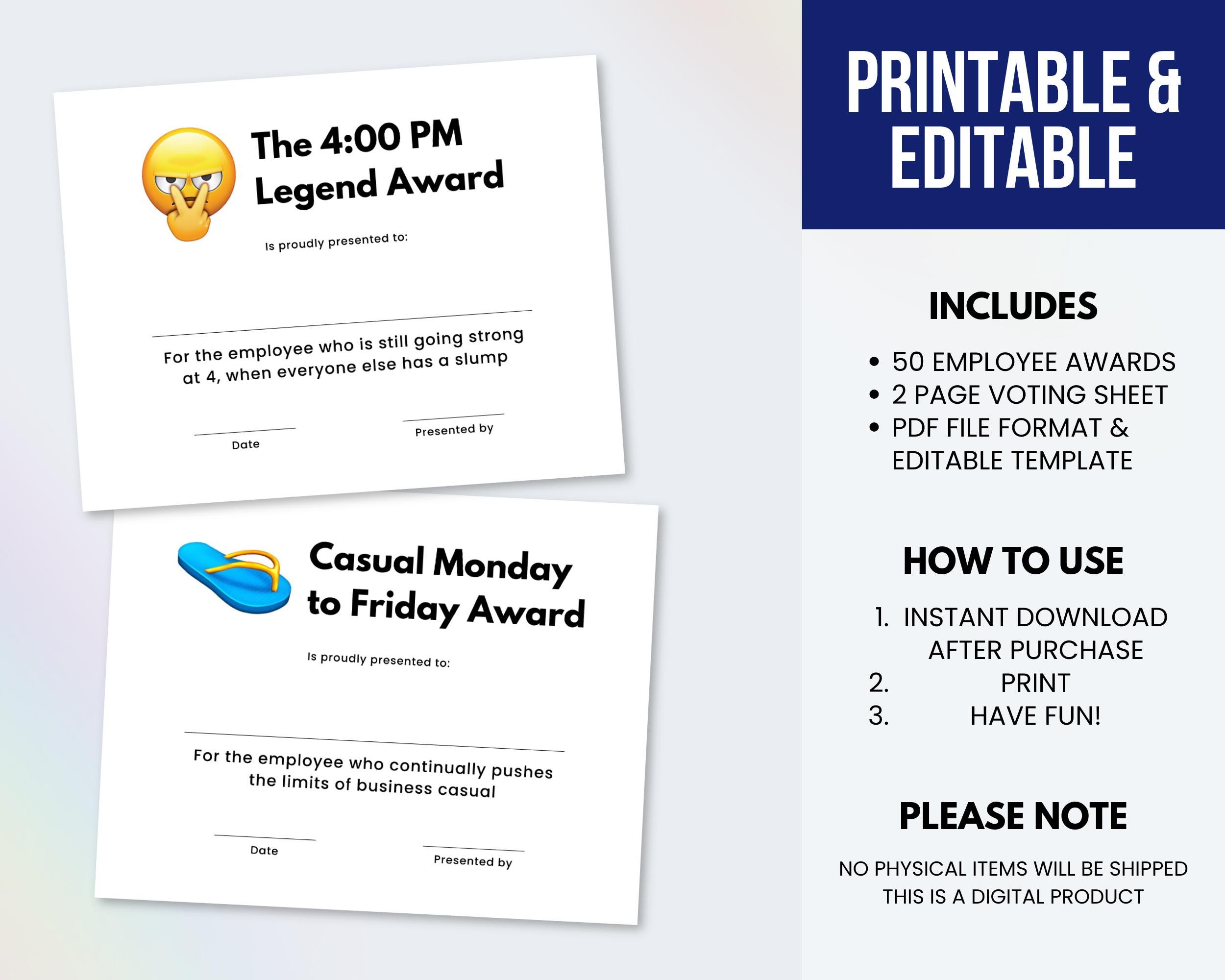Funny Employee Appreciation Award Certificate, Staff Appreciation Gifts ...