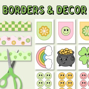 St Patricks Day Bulletin Board Kit, Retro St Patrick Classroom Decor ...