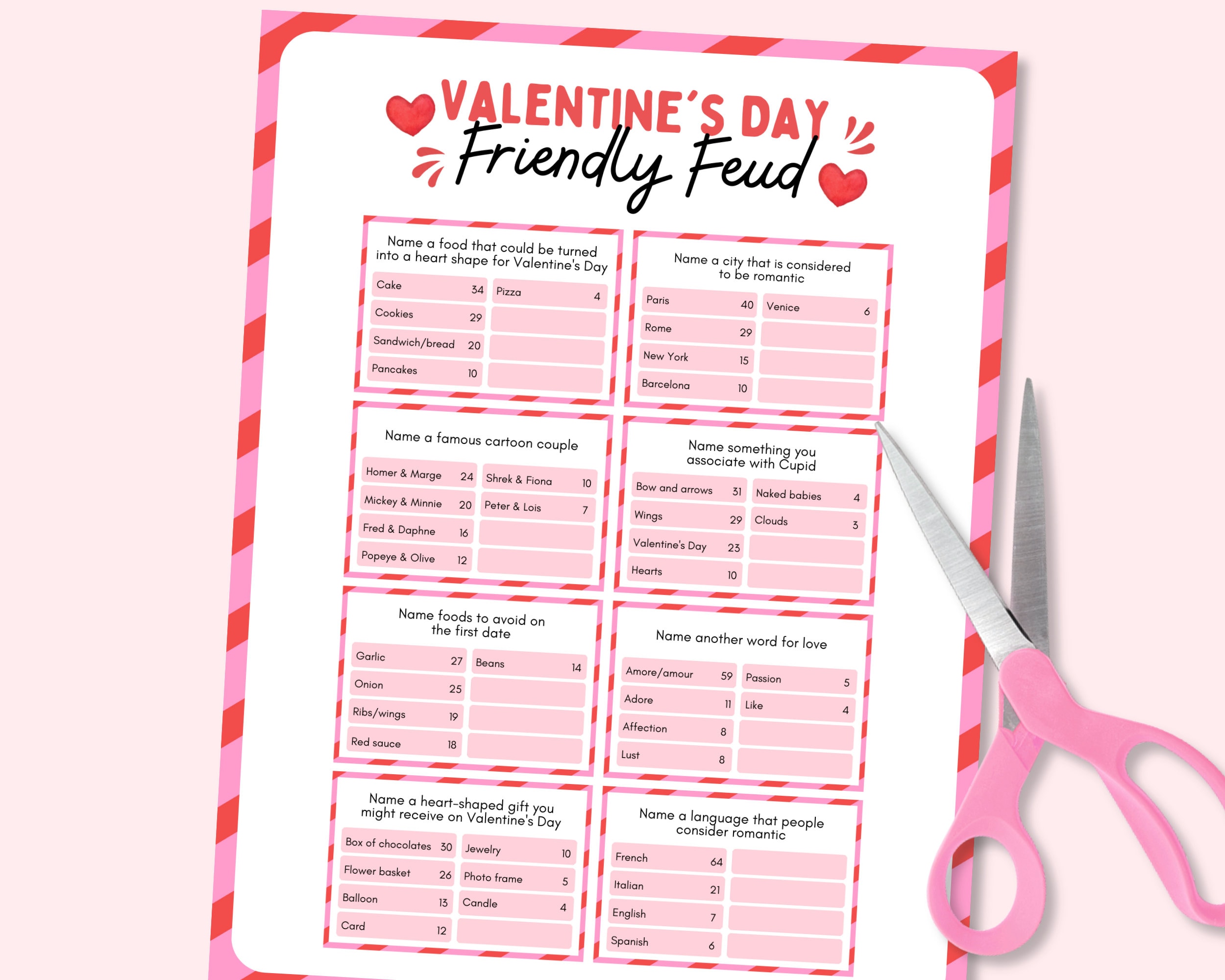 Valentines Day Friendly Feud, Valentines Day Party Game, Valentines ...