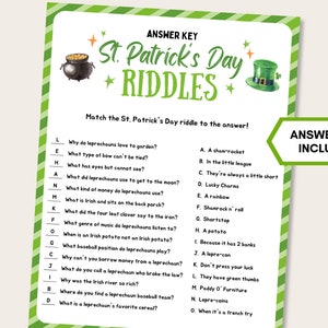 St Patrick's Day Riddles Quiz, St Patricks Day Riddles for Kids, Fun St ...