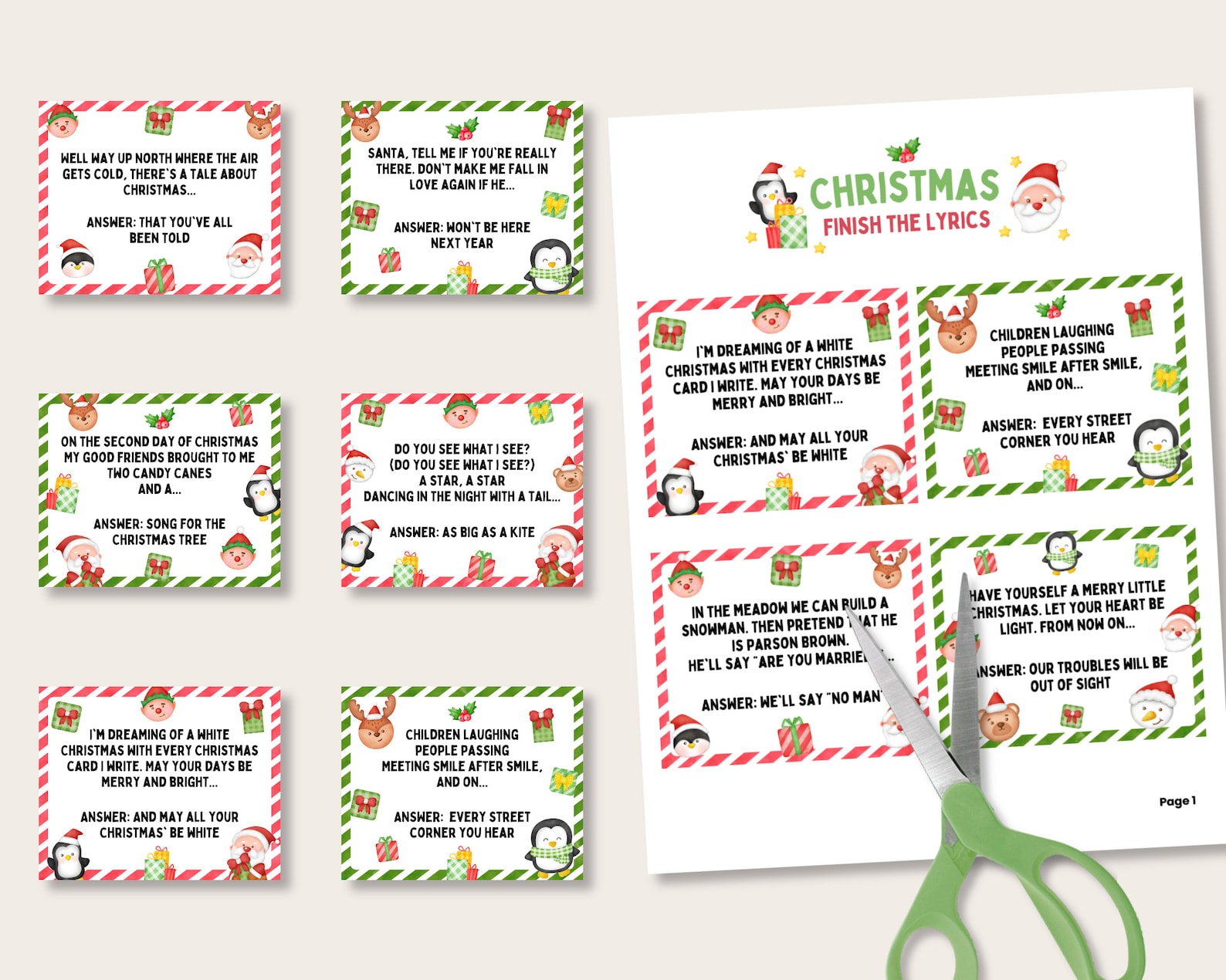 Christmas Carol Finish the Lyric Game Christmas Song Trivia - Etsy