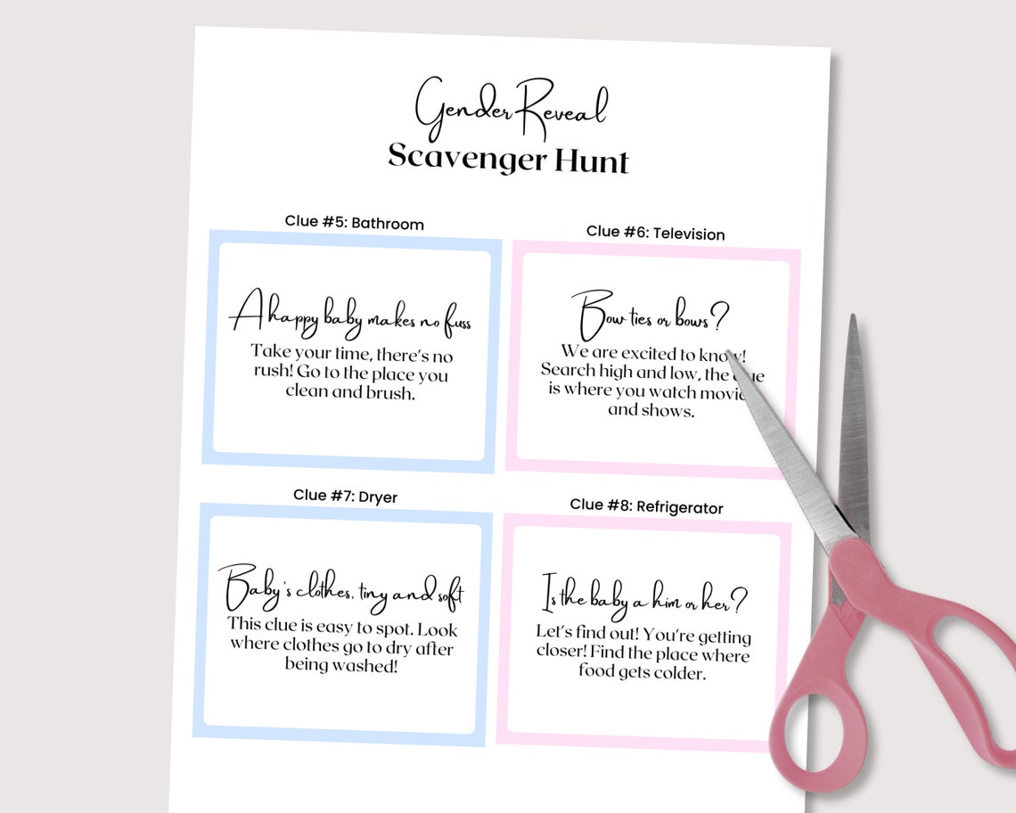 Gender Reveal Scavenger Hunt Gender Reveal Games Minimalist - Etsy UK