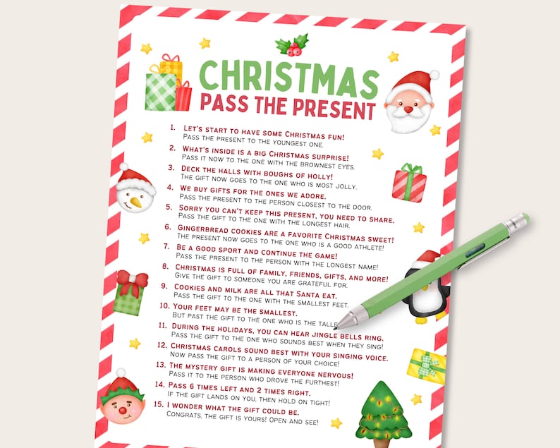 Christmas Pass the Present Game Christmas Gift Exchange Game - Etsy