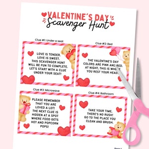 Valentines Day Scavenger Hunt, Valentines Day Treasure Hunt Clues ...