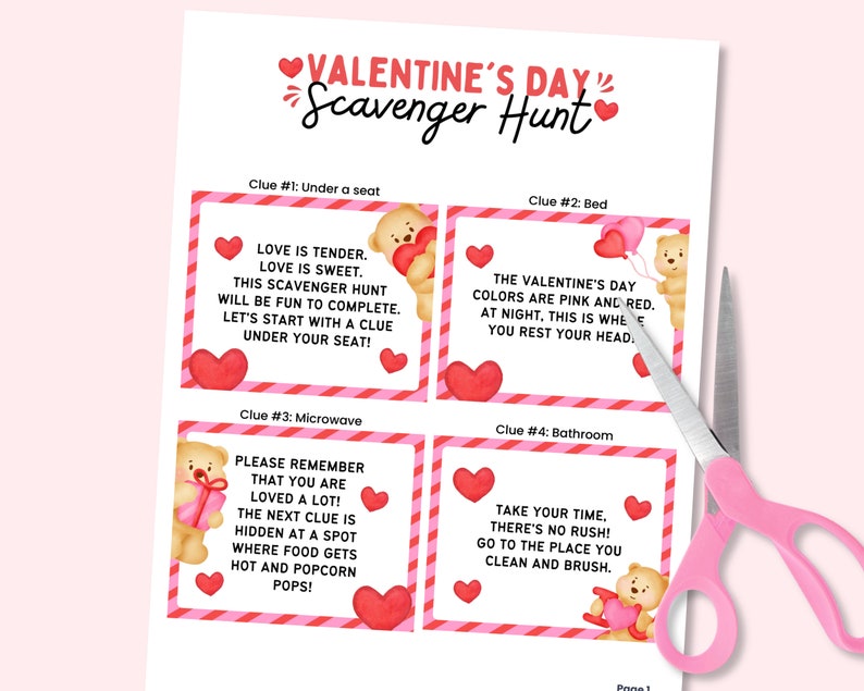 Valentines Day Scavenger Hunt Valentines Day Treasure Hunt - Etsy
